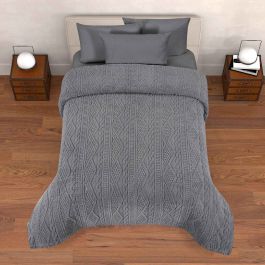 COBERTOR OVEJA JACQUARD MATRIMONIAL SUETER ROMBOS GRIS